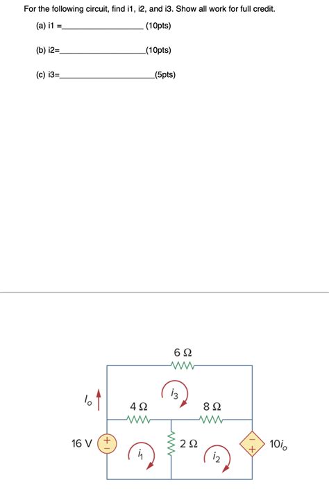 solved for the following circuit find i1 ﻿i2 ﻿and i3