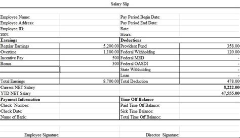 Salary Slip Format Excel Terchinese