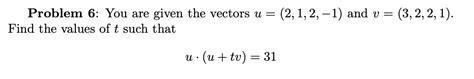 Solved Problem You Are Given The Vectors U And Chegg Com