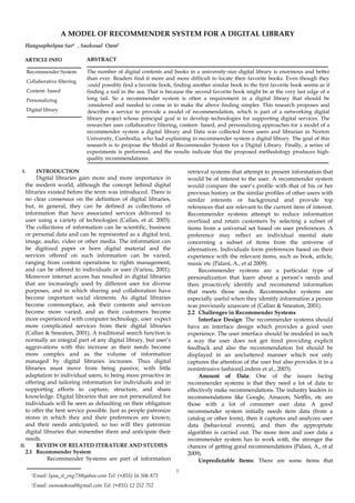A Model Of Recommender System For A Digital Library PDF