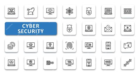 Premium Vector Cyber Security Icon Set Vector Illustration Thin Line Outline Icons