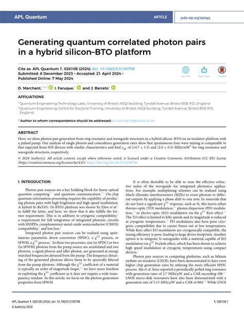 pdf generating quantum correlated photon pairs in a hybrid silicon