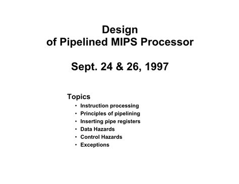 Mips Processor Implementation Docslib
