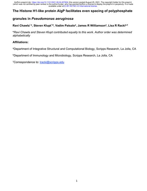 Pdf The Histone H1 Like Protein Algp Facilitates Even Spacing Of