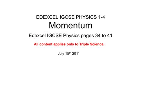 Igcse Physics Momentum Forces And Motion