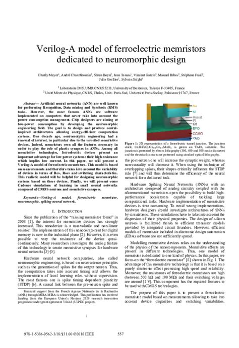 pdf verilog a model of ferroelectric memristors dedicated to