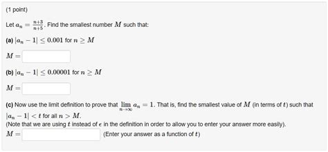 Point Let An N N Find The Smallest Number M Such That A An For N