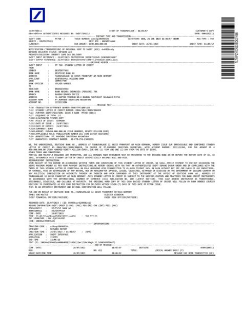 Bnin 760 Sblc Db Swift 2023 Pdf