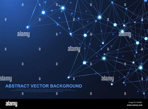 Abstract plexus background with connected lines and dots. Wave flow. Plexus geometric effect Big ...