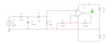 Active RC Band Pass Filter Multisim Live