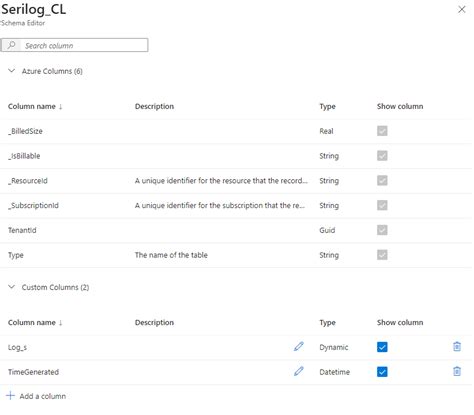 log analytics structured logging columns not being created