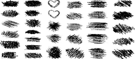 검정 페인트 잉크 브러시 획 세트 프리미엄 벡터