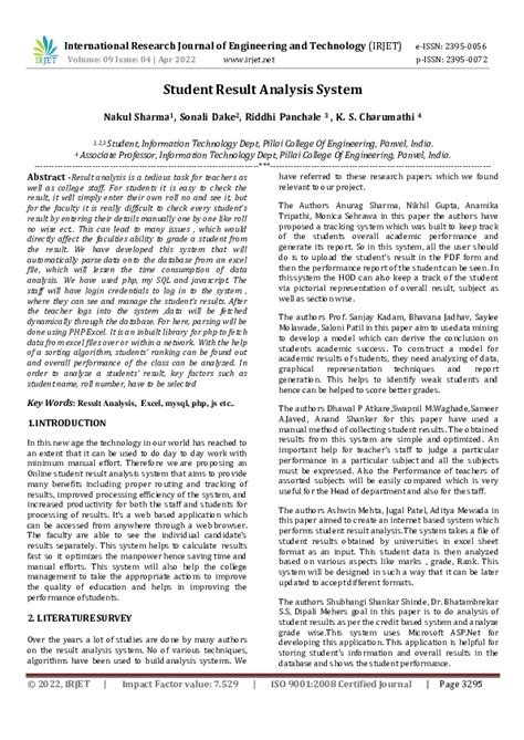 Pdf Student Result Analysis System