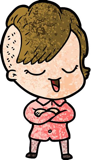 행복함 말풍선이 있는 여자아이 낙서 드로잉에 대한 스톡 벡터 아트 및 기타 이미지 낙서 드로잉 등장인물 만화 Istock