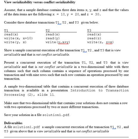 View Serializability Versus Conflict Serializability