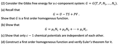 Solved 2 Consider The Gibbs Free Energy For A C Component