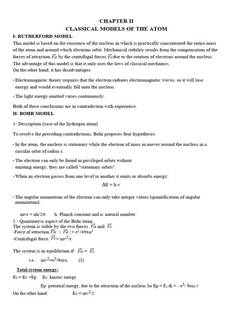 Chapter Iii Bohrs Theory Pdf Electromagnetic Spectrum Electron