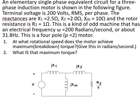 Solved An Elementary Single Phase Equivalent Circuit For A