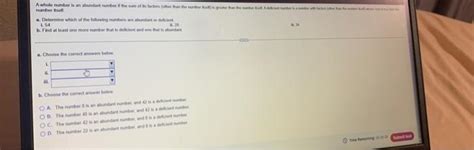 Solved A Whole Number Is An Abundant Number If The Sum Of Chegg