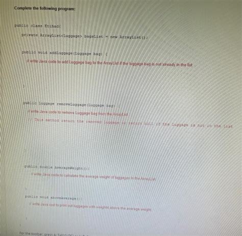 Solved Given The Following Java Class Public Class Luggage