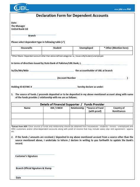 Declaration Form For Dependent Accounts B6 Pdf Declaration Form For Dependent Accounts B6 Pdf