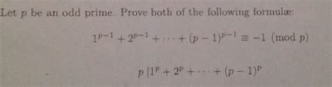 Solved Let P Be An Odd Prime Prove Both Of The Following Chegg