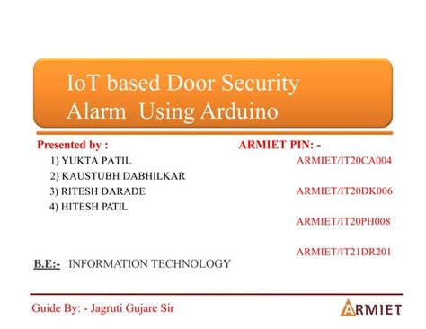 Iot Based Door Security Alarm Using Arduinopptx Home Security Home