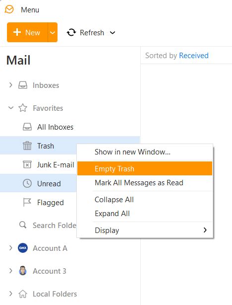 Custom Shortcut For Empty Trash And Empty Junk Folder Feature Request Em Client