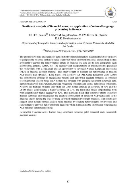 Pdf Sentiment Analysis Of ﬁnancial News An Application Of Natural Language Processing In ﬁnance