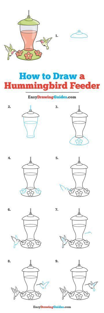 How To Draw A Hummingbird Feeder Easy Drawings Humming Bird Feeders Hummingbird Drawing