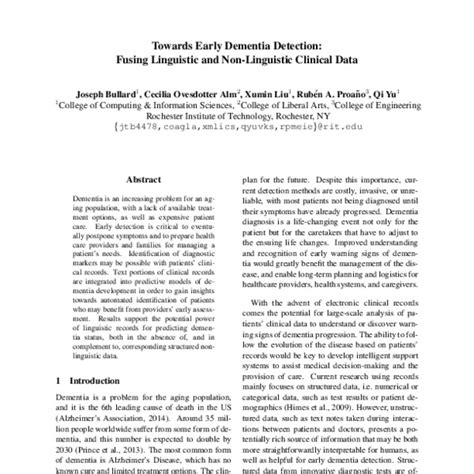 Towards Early Dementia Detection Fusing Linguistic And Non Linguistic Clinical Data Acl Anthology
