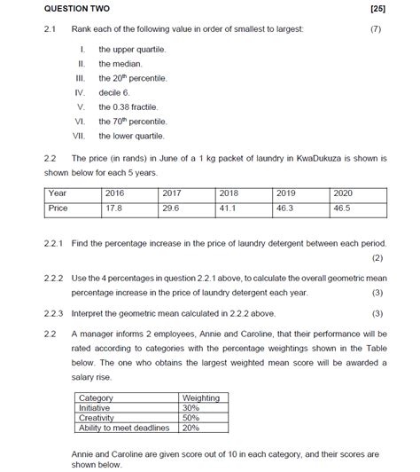 Solved Question Two21 ﻿rank Each Of The Following Value In