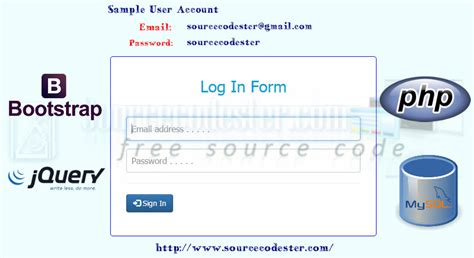 Ajax Login Form With Bootstrap Jquery And Php Mysql Sourcecodester