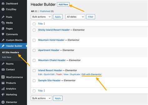 about header builder cozystay knowledge base