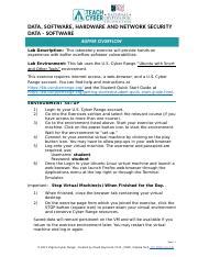 Copy Of U L BufferOverflow Lab V Docx DATA SOFTWARE HARDWARE AND NETWORK SECURITY DATA