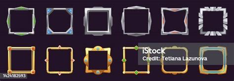 Game Ui Square Frame Empty Border Game Asset Items Cartoon Stylized