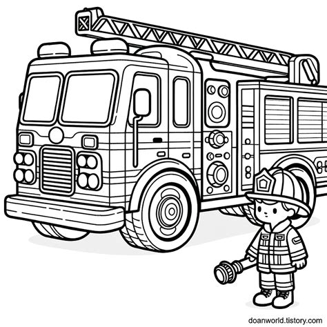 소방차 소방관 색칠공부 도안 어린이를 위한 소방안전 교육과 소방차