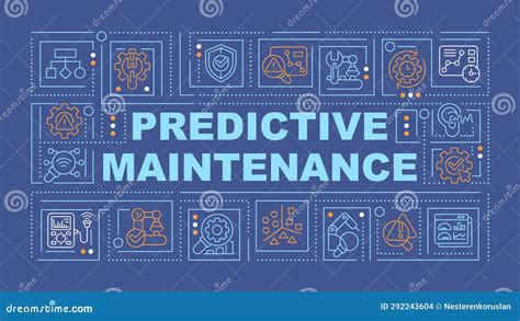 2d Predictive Maintenance Text With Thin Linear Icons Stock Vector Illustration Of Simple