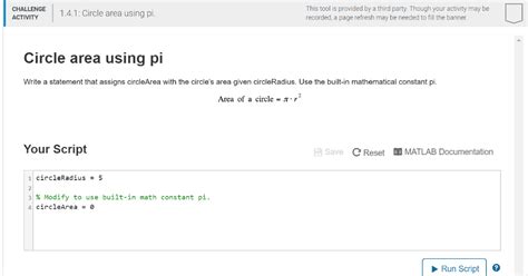 Solved CHALLENGE ACTIVITY 14 1 Circle Area Using Pi This Chegg Com