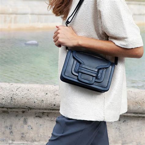 Alpha Womens Bag In Black And Navy Blue Leather — Pierre Hardy