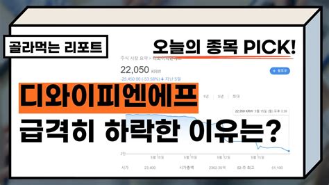 [골라먹는 리포트] 하한가 디와이피엔에프 이유는 디와이피엔에프 하락 주가하락 주가조작 수급 실적발표 영업이익 김장열 골라먹는