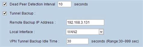 configuration of backup virtual private network vpn tunnel on rv042
