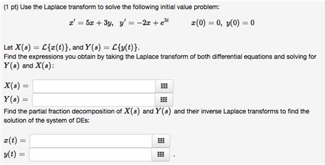 solved 1 pt use the laplace transform to solve the