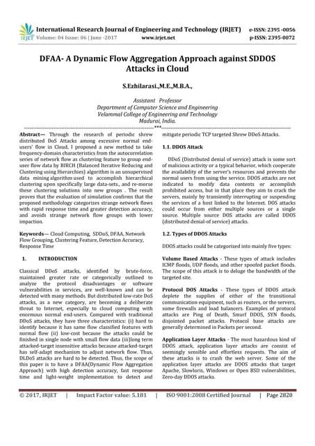 Dfaa A Dynamic Flow Aggregation Approach Against Sddos Attacks In Cloud Pdf