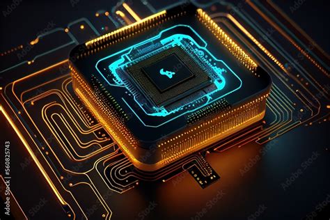 microchip or microprocessor hardware engineering futuristic microchip
