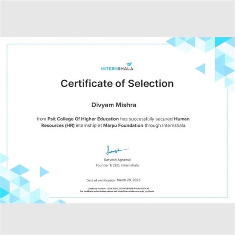 Divyam Mishra On Linkedin Hello Connection I Recently Got My Certificate For The Hr Internship