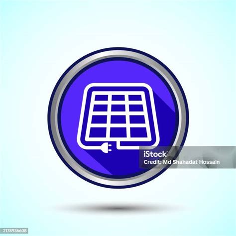 태양 전지 패널 아이콘 디자인 일러스트 태양 전지 패널 발전소 기호 블루 섀도우 버튼 디자인 0명에 대한 스톡 벡터 아트 및 기타 이미지 Istock
