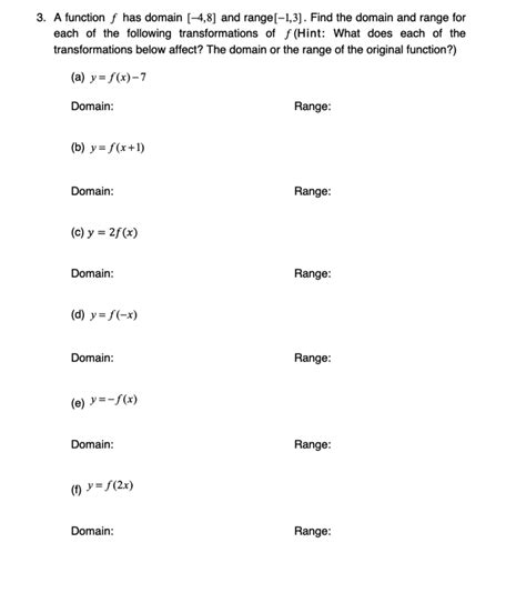 solved 3 a function f has domain 4 8] and range 1 3]