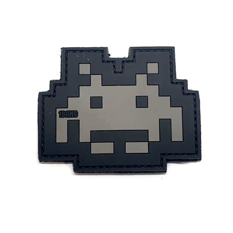 Space Invader Style Tactical Morale Pvc Patch Greyblack 244 Airsoft