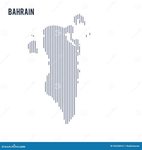 Vector Abstract Hatched Map Of Bahrain With Vertical Lines Isolated On